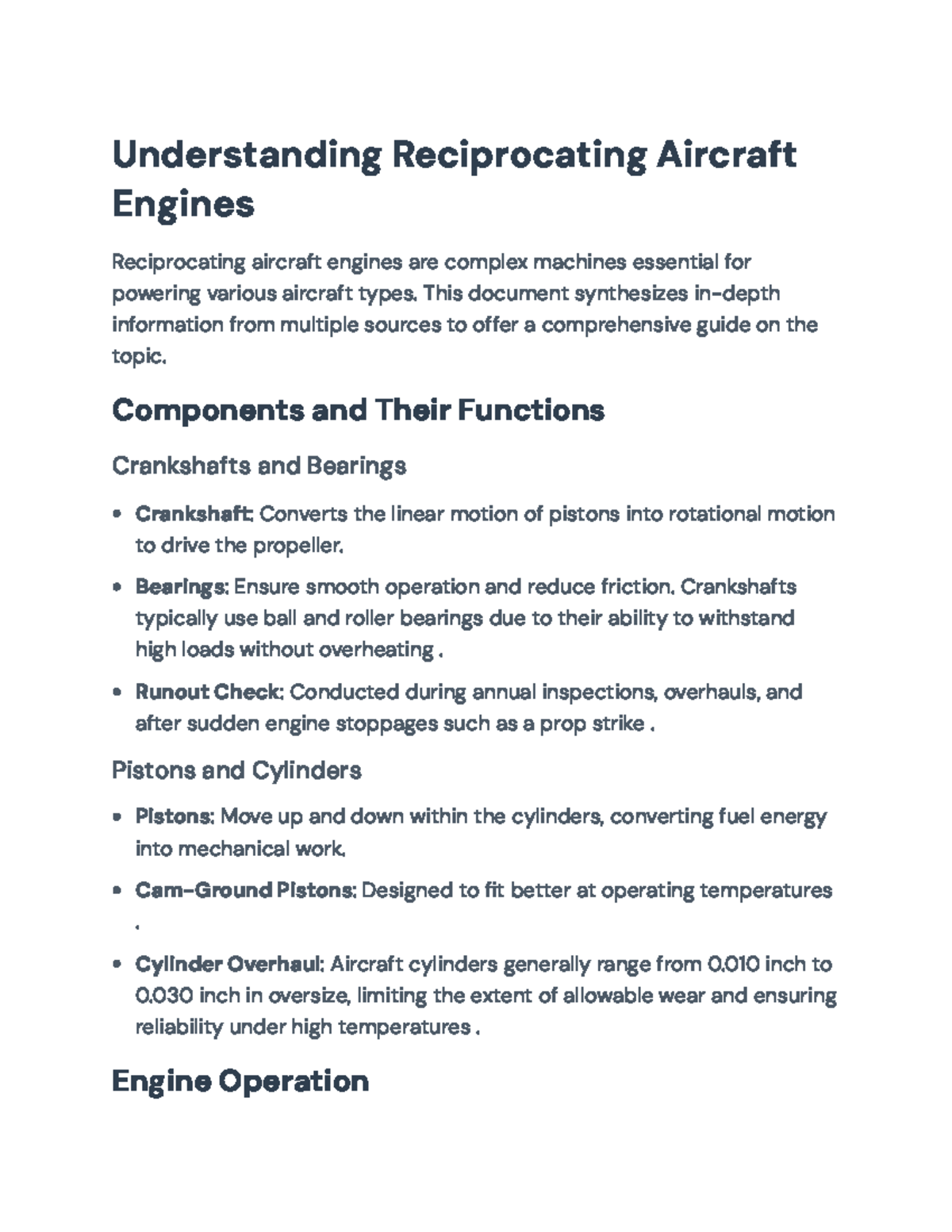 Understanding Reciprocating Aircraft Engines: Components & Operation ...
