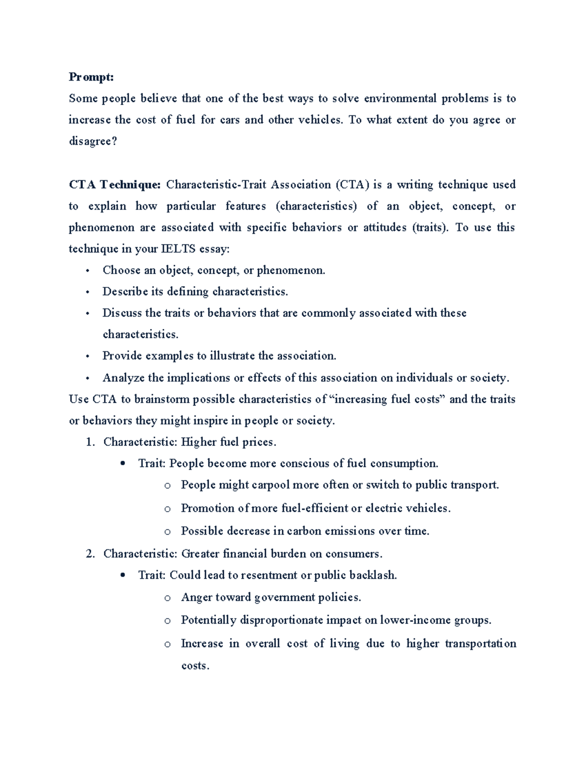 IELTS Writing Task 2: Fuel Price Impact Analysis (2025) - Studocu