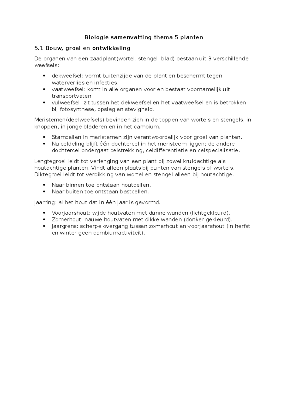Biologie Samenvatting Thema 5: Planten - Groeien, Transport ...