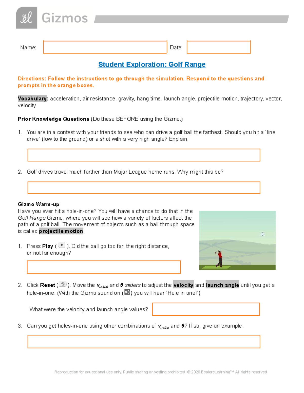 Golf Vectors gizmo blank doc if needed - Name: Date: Student ...