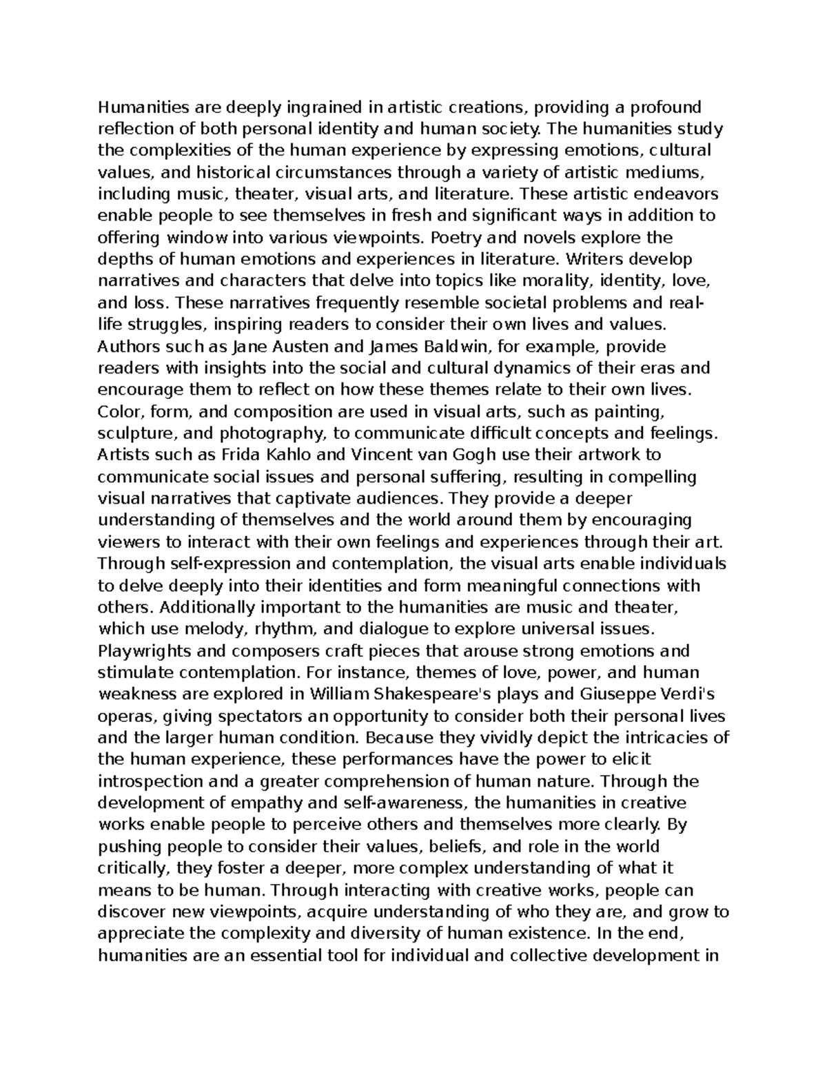 Humanities and Self-Concept: Identity Reflection Through Art & Culture ...
