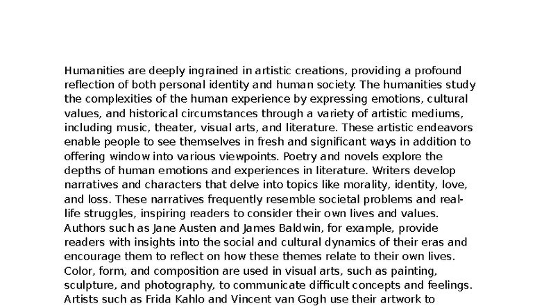 Humanities and Self-Concept: Identity Reflection Through Art & Culture ...