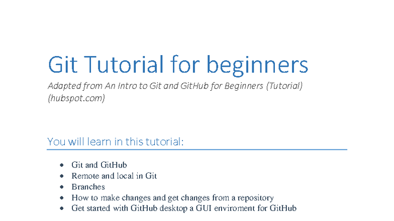 Git Tutorial for Beginners: A Step-by-Step Guide to Git & GitHub - Studocu