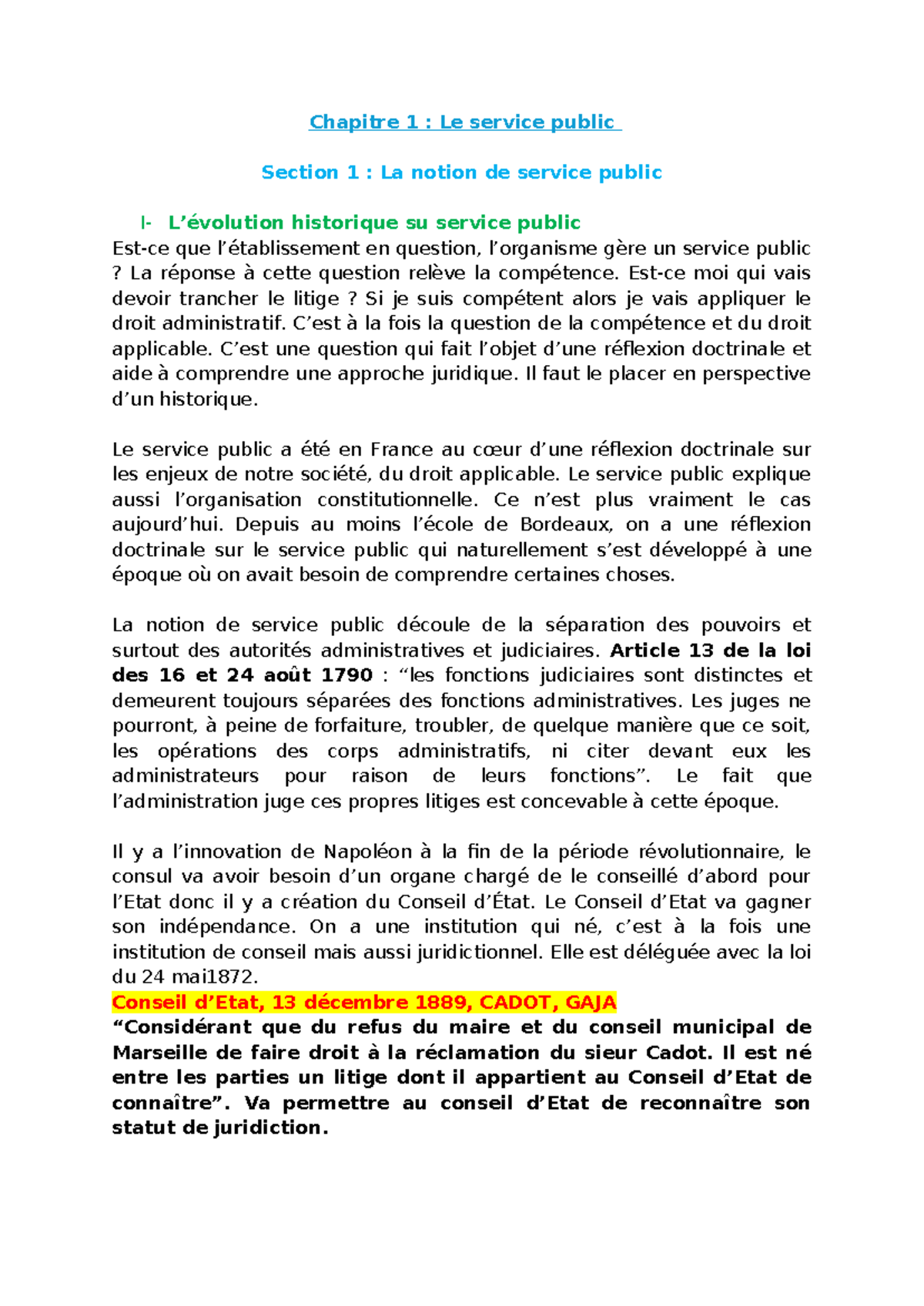 Chapitre 1 - Le service public - Chapitre 1 : Le service public Section ...