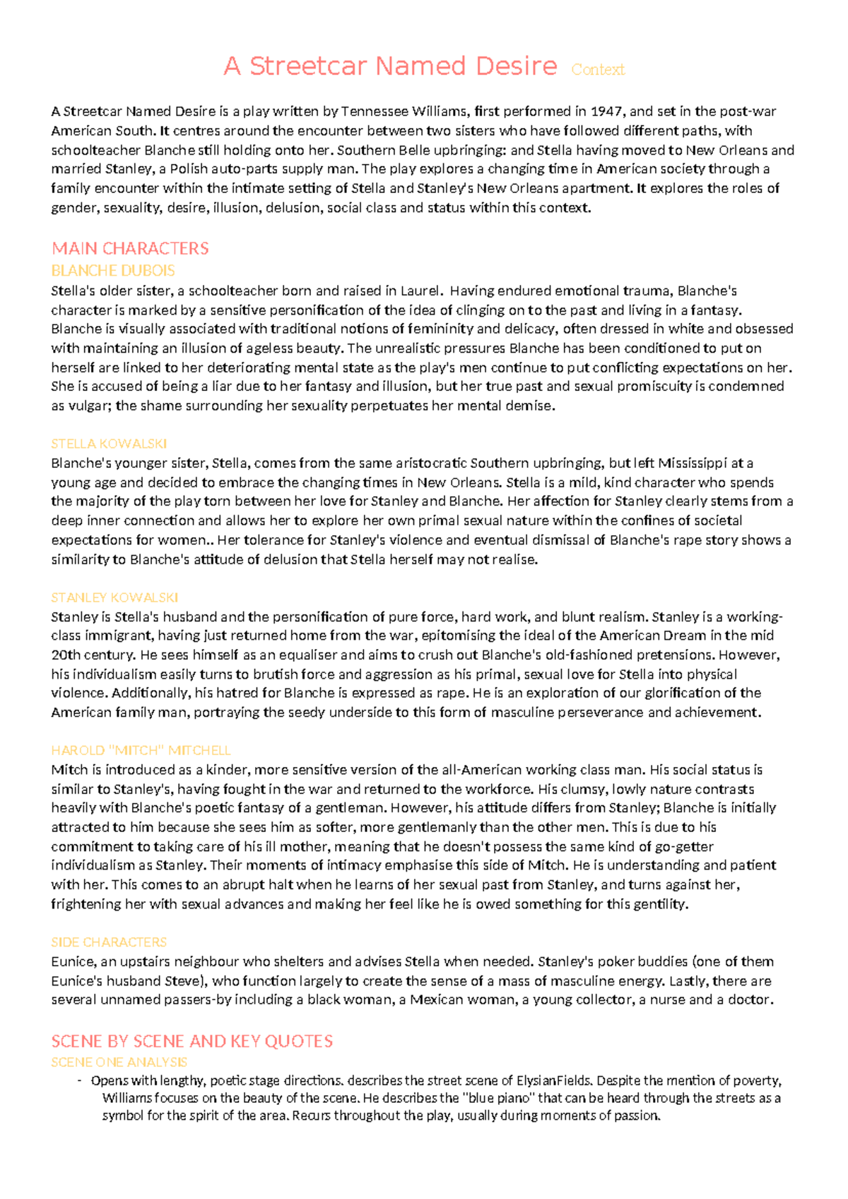 A01 and A02 - A Streetcar Named Desire: Context and Character Analysis ...