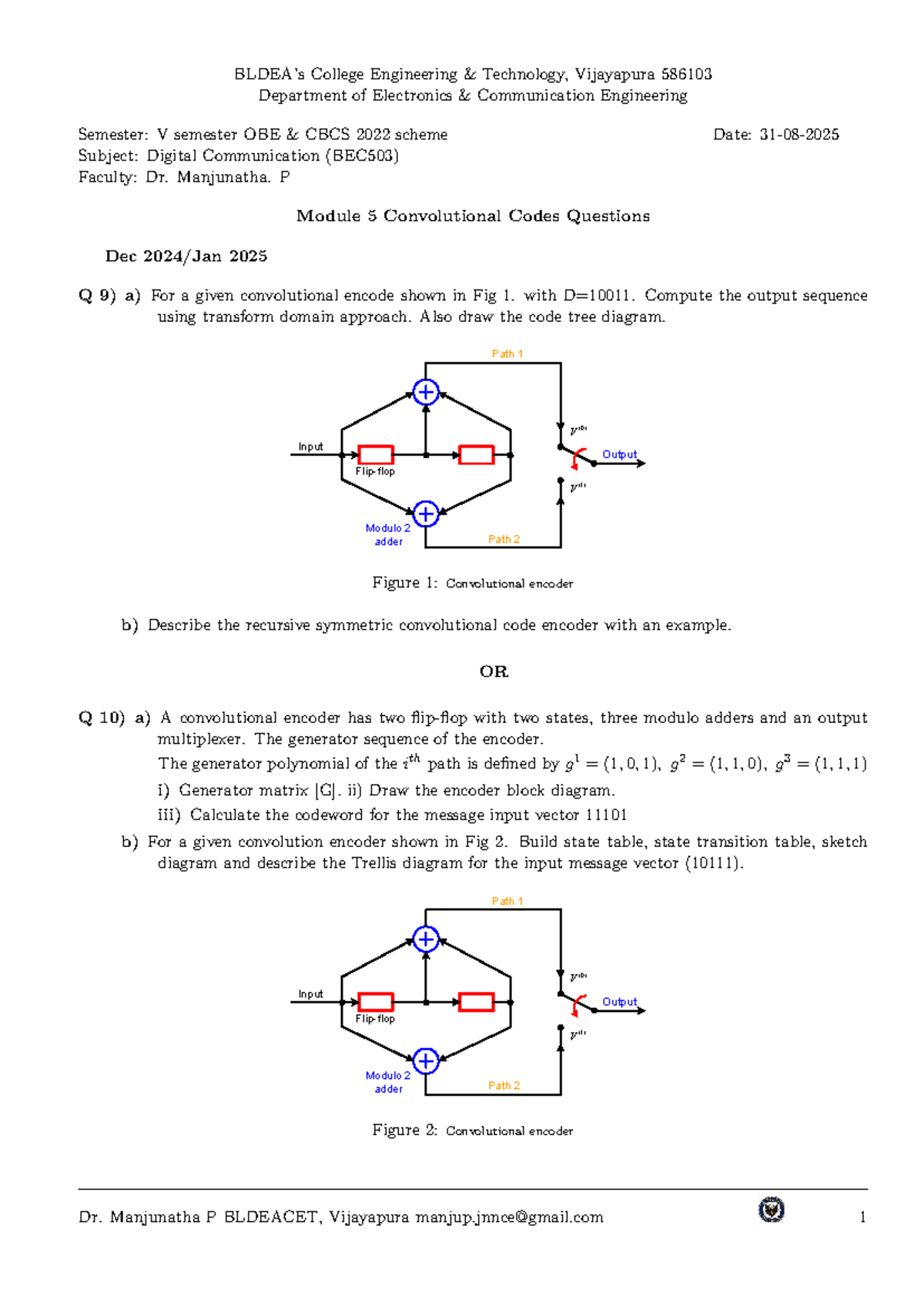 Digital Communication (BEC503) Module 5: Convolutional Codes Notes ...