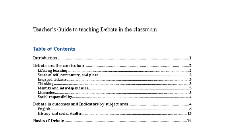 Teacher's Guide to Debate in the Classroom: Strategies for Grades 5-12 ...