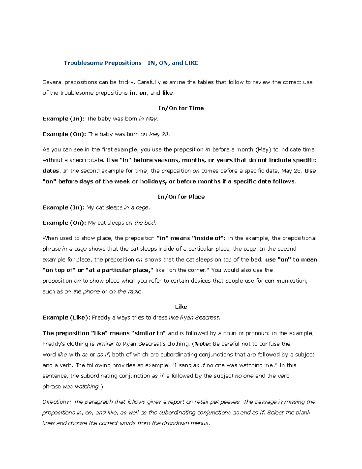 Understanding Troublesome Prepositions: IN, ON, and LIKE Explained ...
