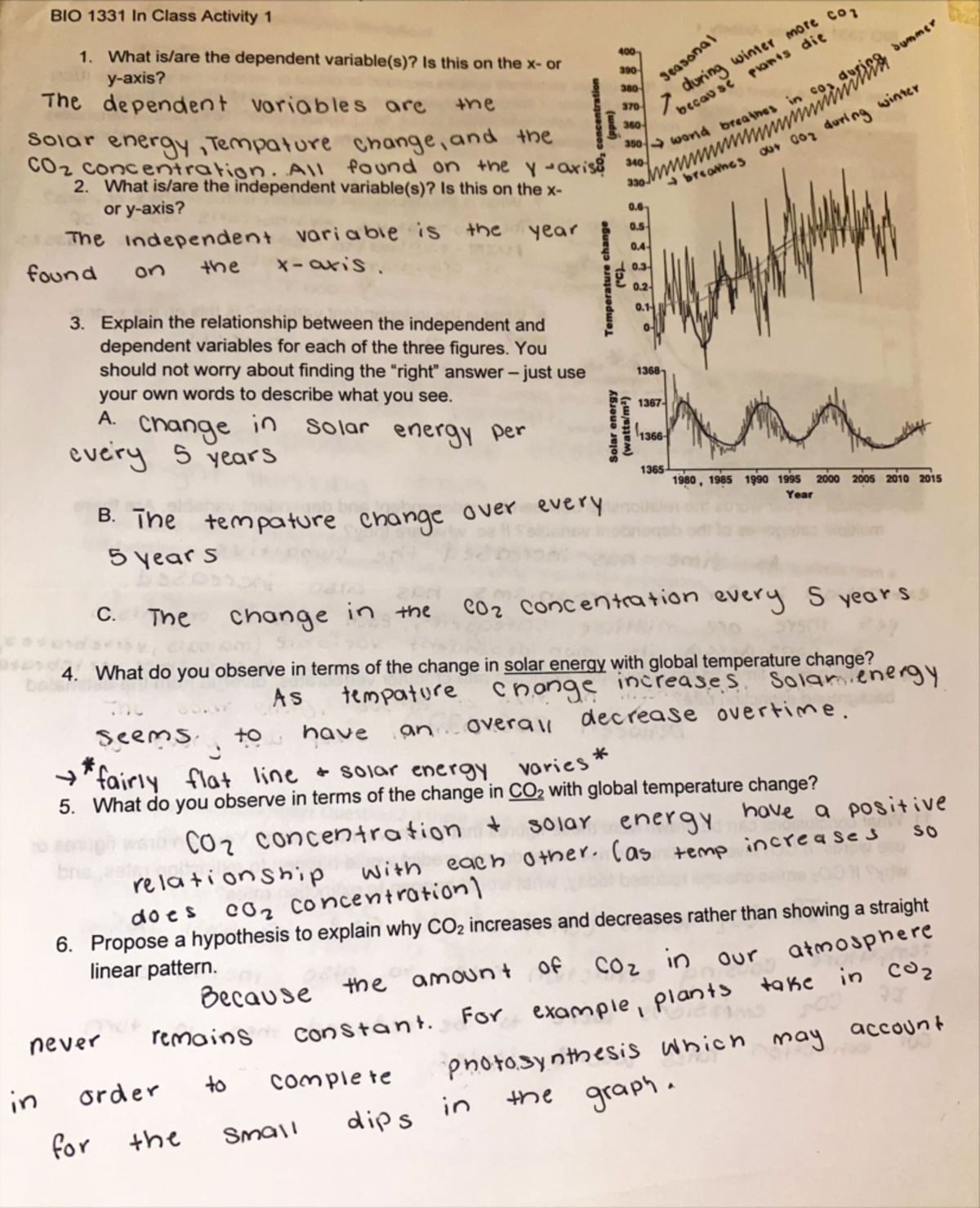 BIO 1331 In-Class Activity 1: Analyzing Variables and Extinction Rates ...