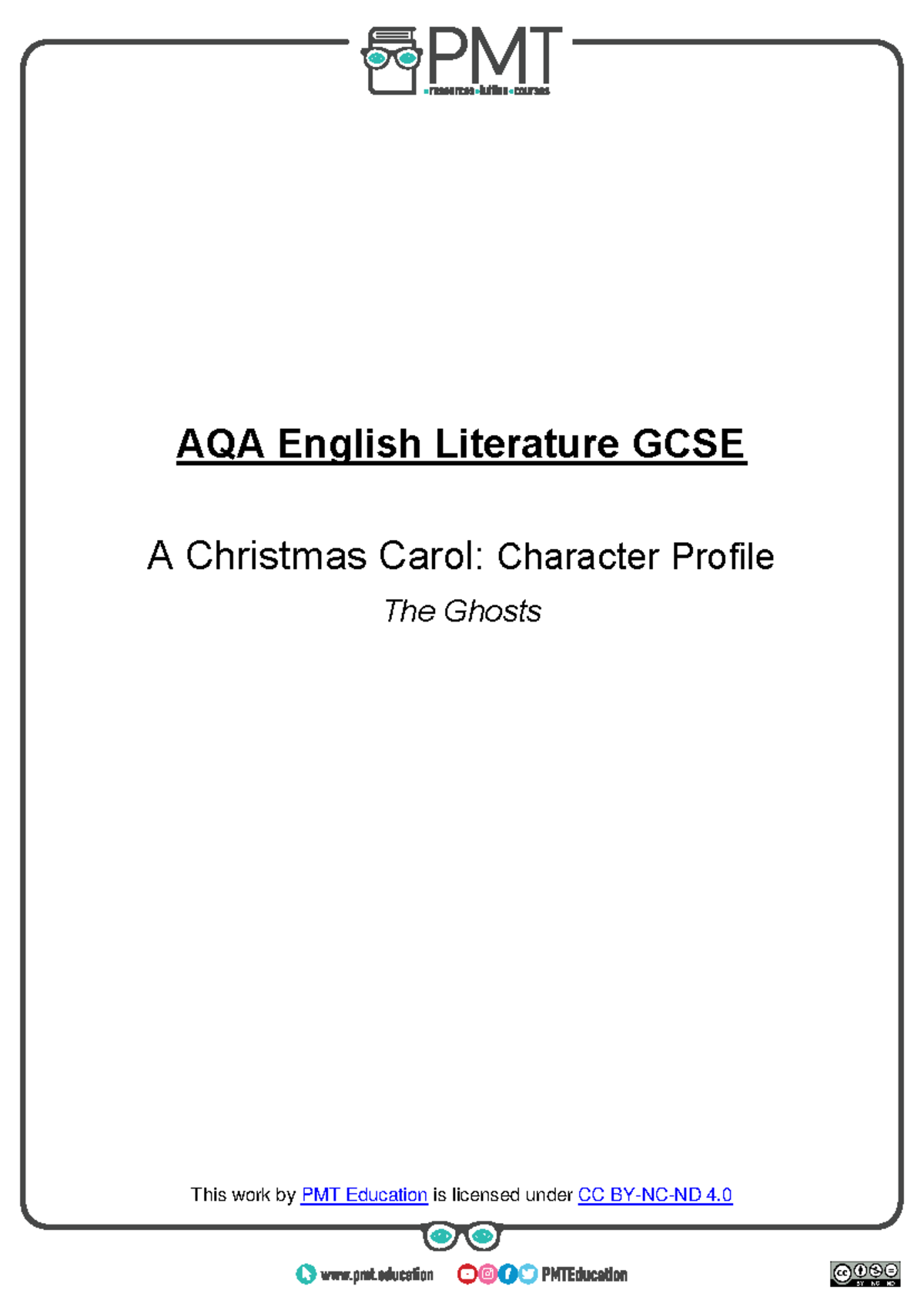 Character Profiles of The Ghosts in A Christmas Carol - AQA English ...