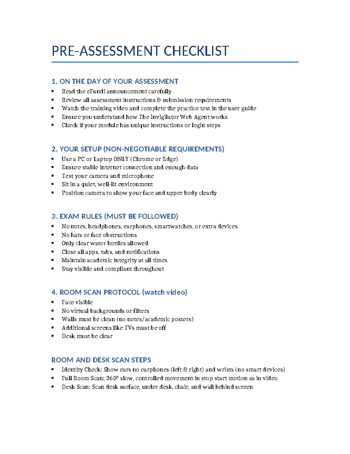 Final Pre-Assessment Checklist for Your Exam Preparation - Studocu