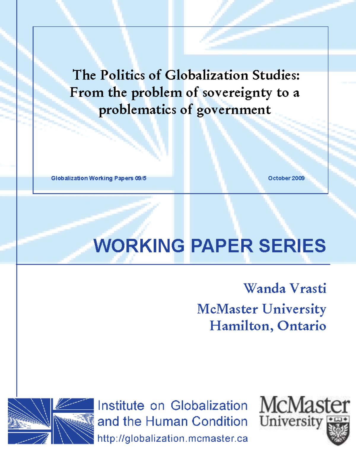 F 0017705 15184 - Summary of Globalization Studies: Sovereignty and ...