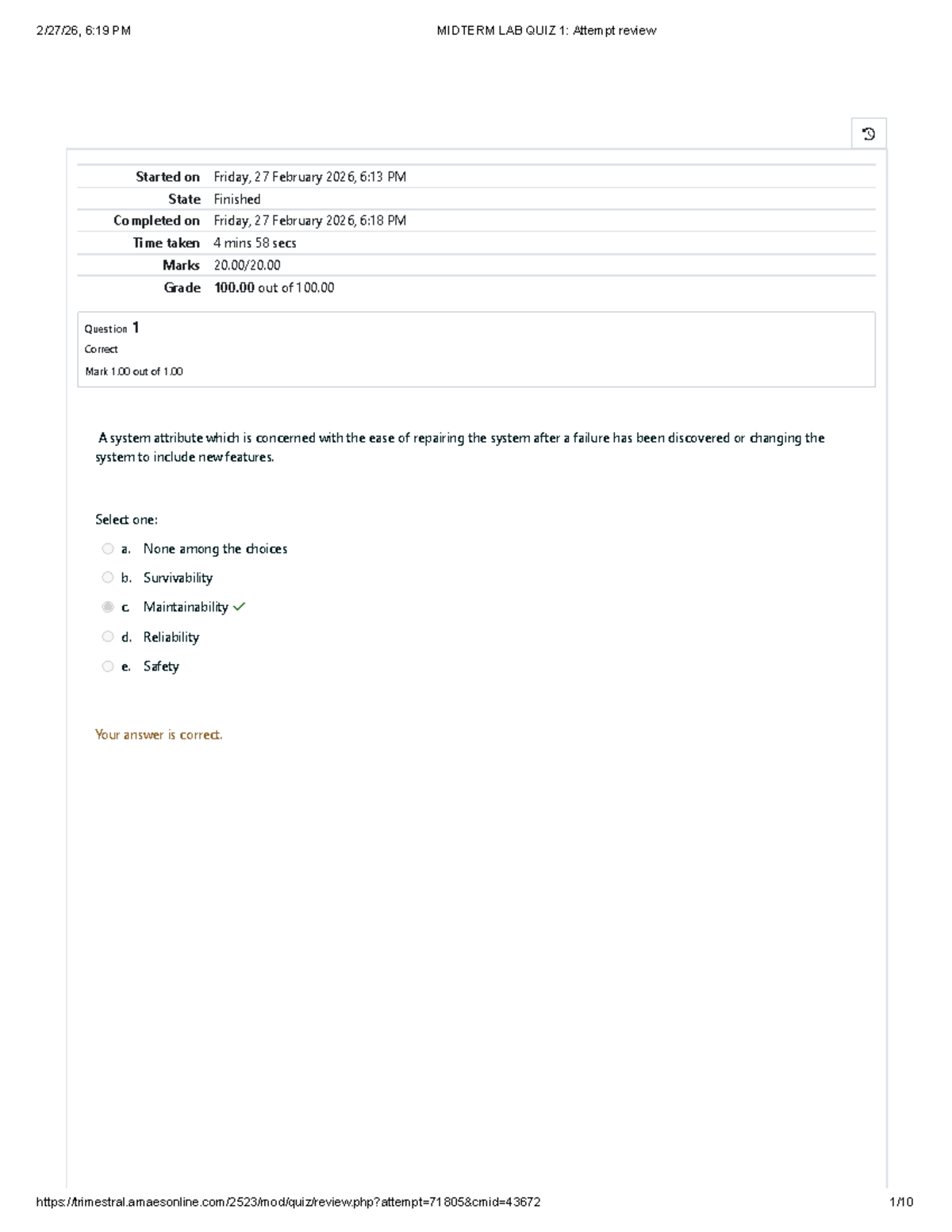 Midterm LAB QUIZ 1 Review: Key Concepts and Answers - Studocu
