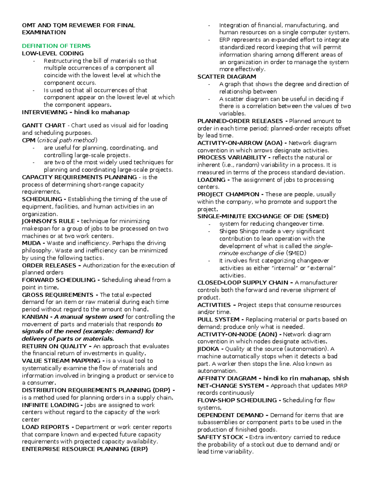 OMT-Finals Reviewer-Revised - OMT AND TQM REVIEWER FOR FINAL ...