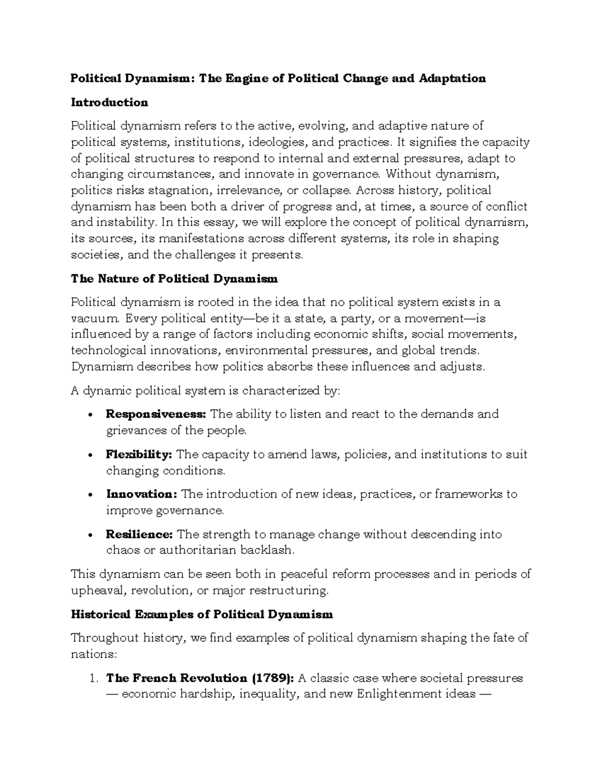 Political Dynamism: Understanding Change in Political Systems (POL 101 ...