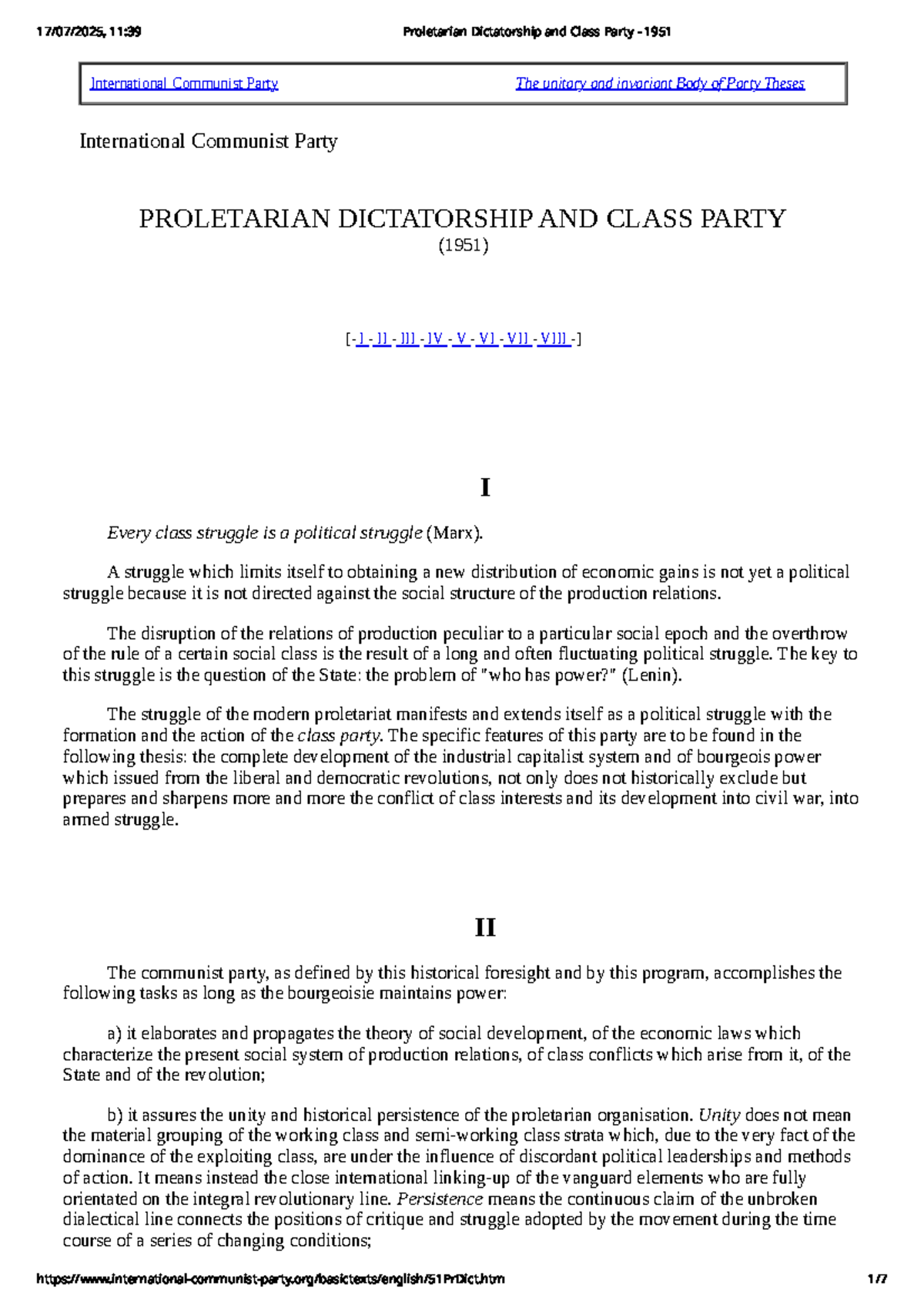 Proletarian Dictatorship and Class Party Theses (1951) - Studocu
