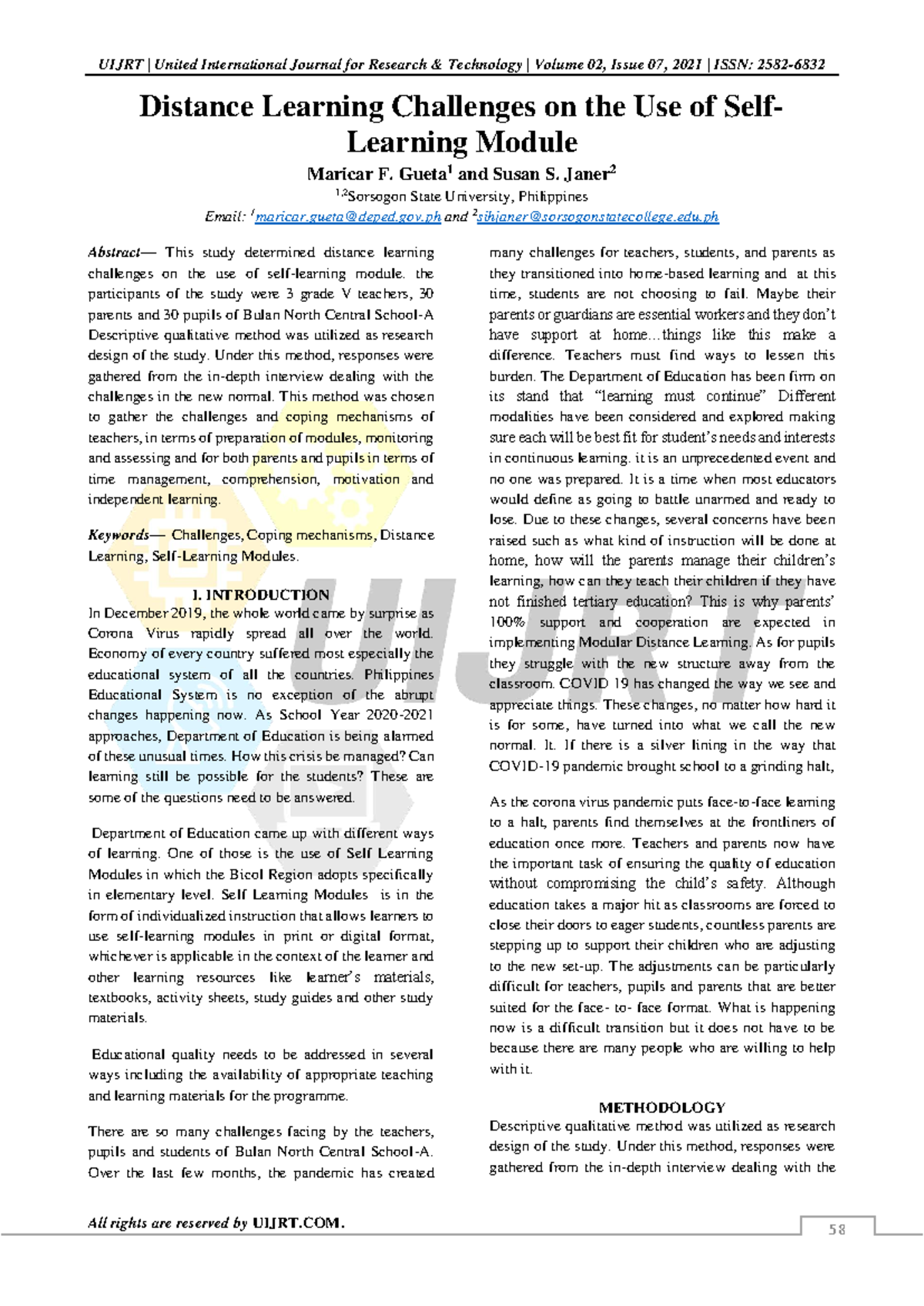 RRL - Challenges in Distance Learning: Insights from Bulan North ...