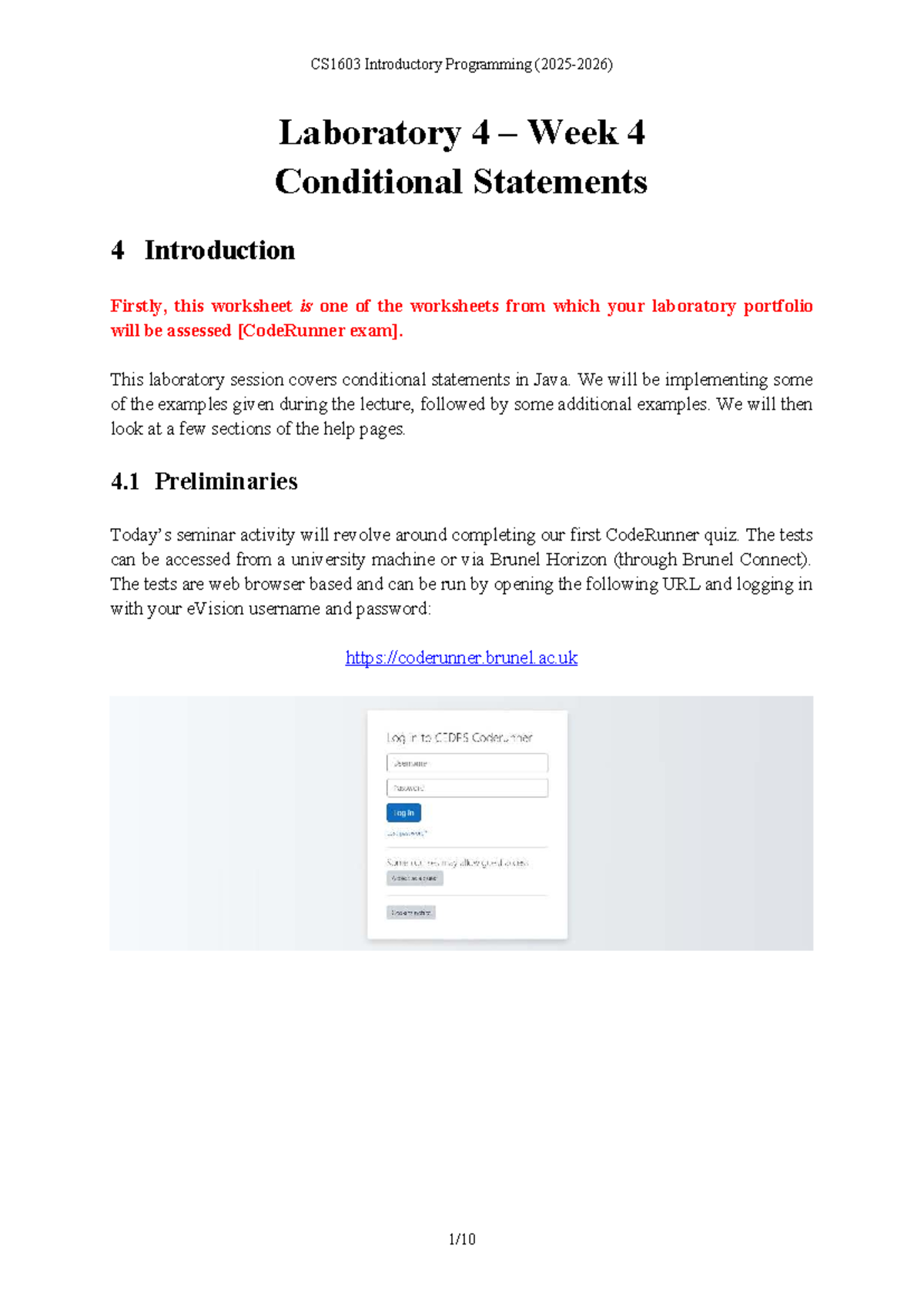 Cs1603 Worksheet 4 Conditional Statements In Java 2025 2026 Studocu