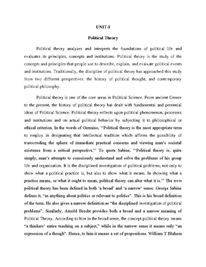 Political Science Study Notes BA LLB 1st Semester Overview - Studocu