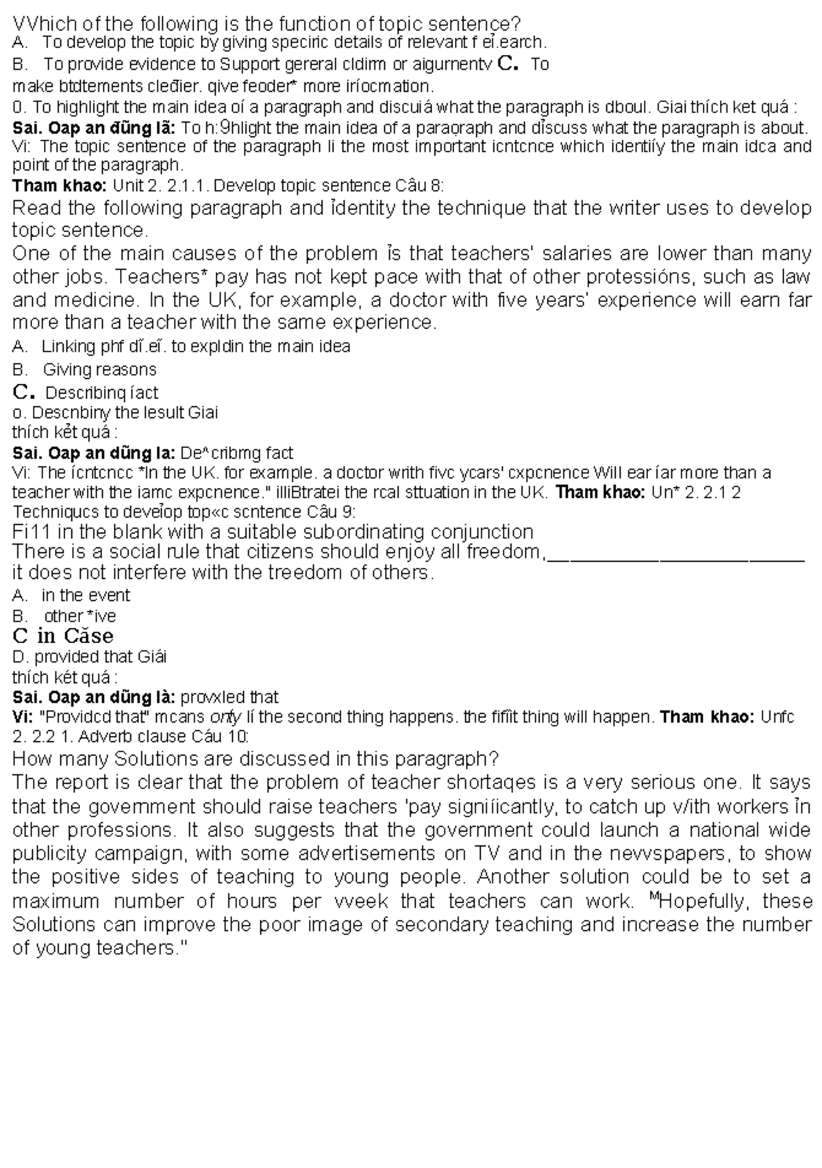 Unit 2: Techniques for Developing Topic Sentences and Solutions - Studocu