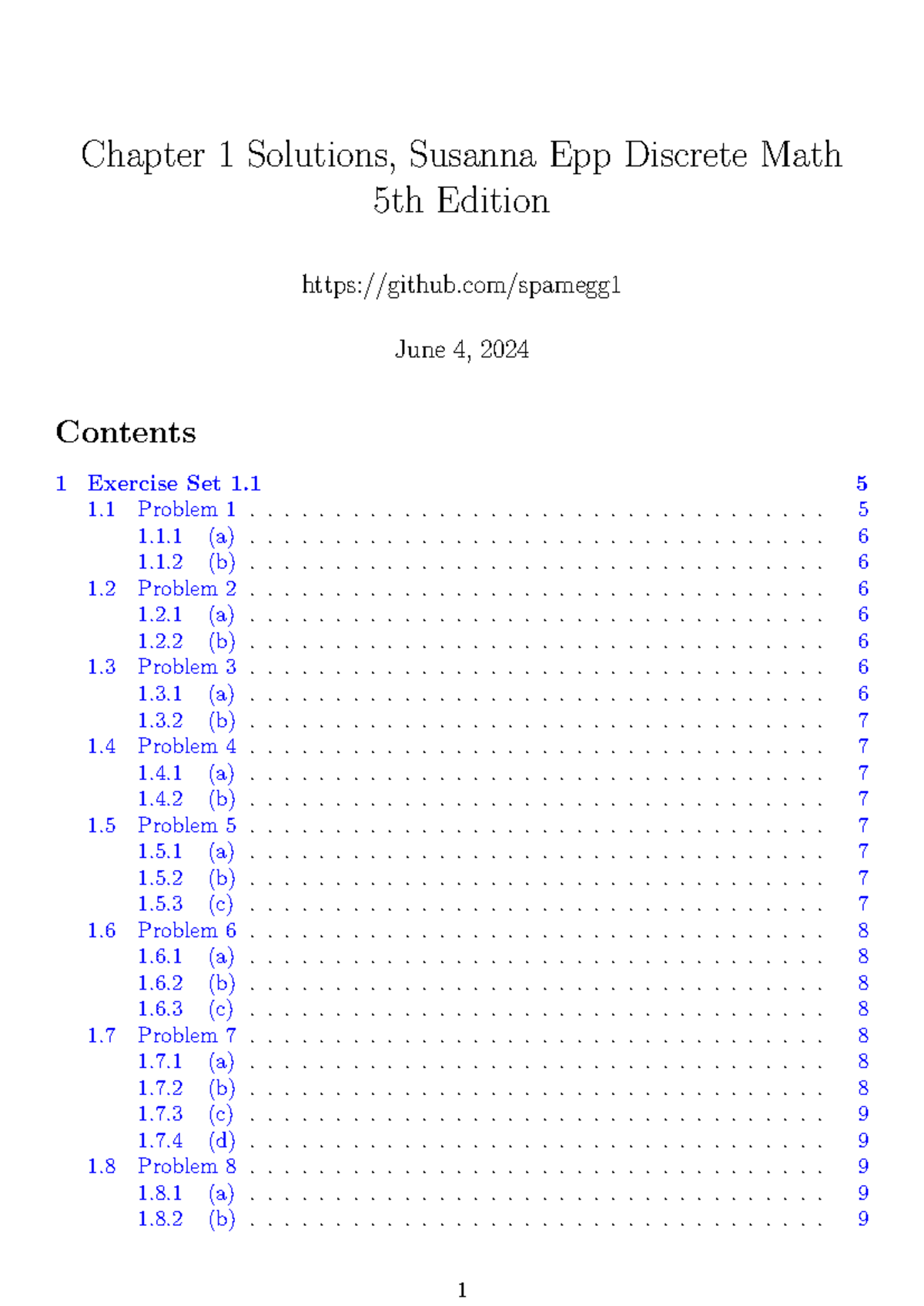 Chapter 1 - discrete mathmatics - Chapter 1 Solutions, Susanna Epp ...