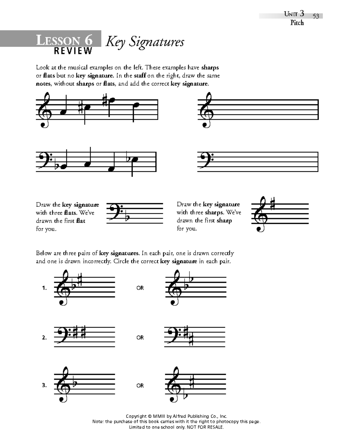 Unit 3 Pitch: Key Signatures Review & Naming (Lesson 6 & 7) - Studocu