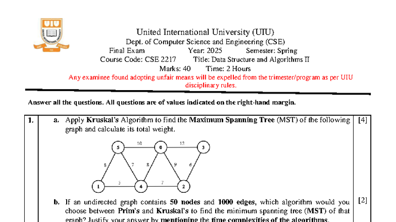 Final Exam Questions for CSE 2217: Data Structures & Algorithms II ...