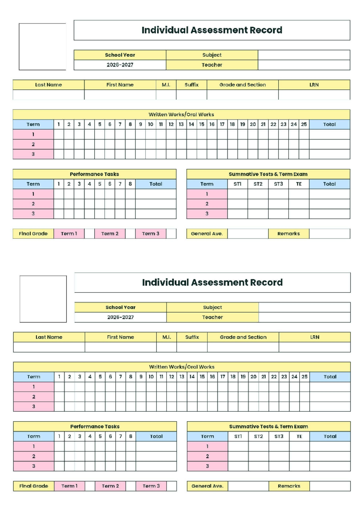 Individual Assessment Record: Term 1 Grades & Performance - Studocu