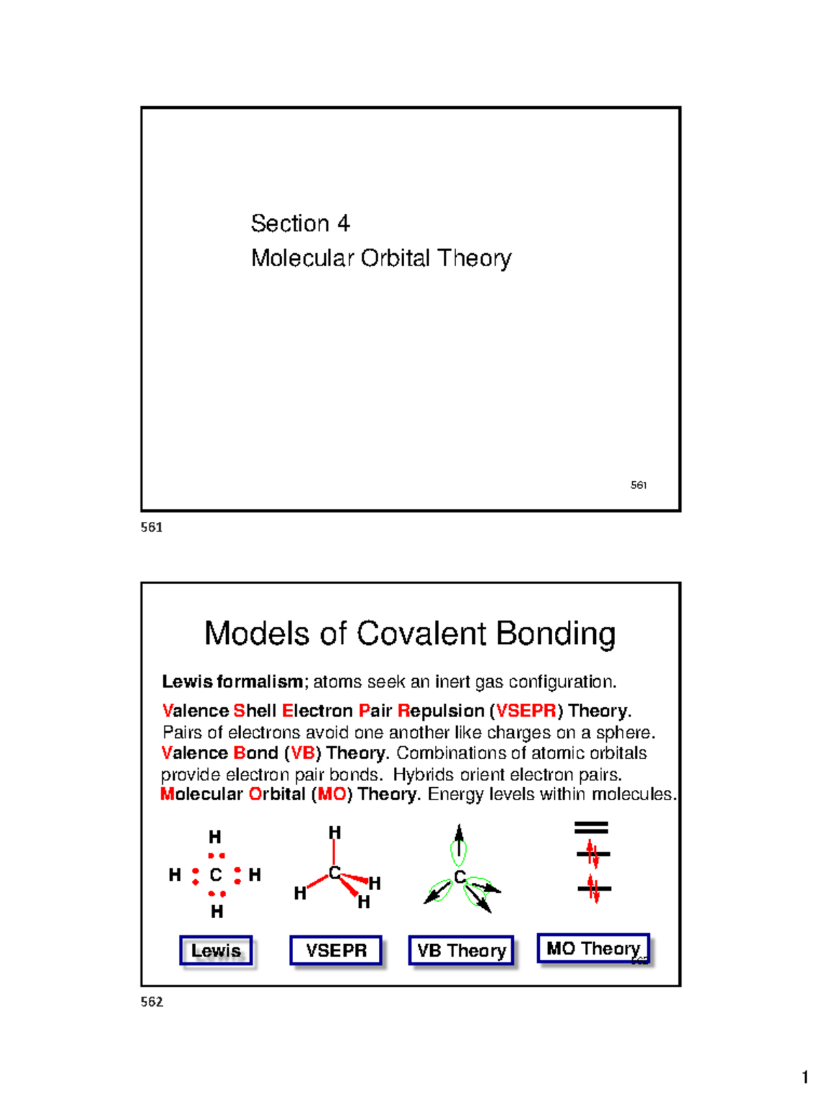 2025 CHM2311 04 Molec Orb - 561 Section 4 Molecular Orbital Theory Models of Covalent Bonding ...