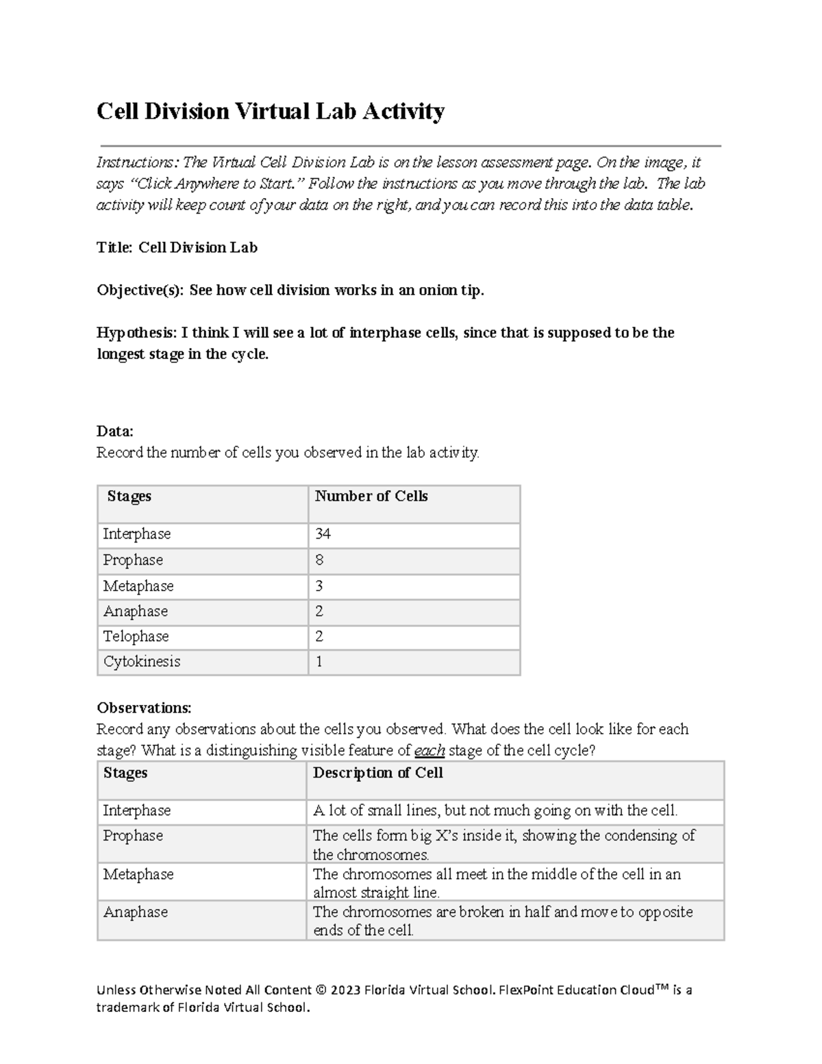 03 01 virtual cell division lab repor - Cell Division Virtual Lab ...