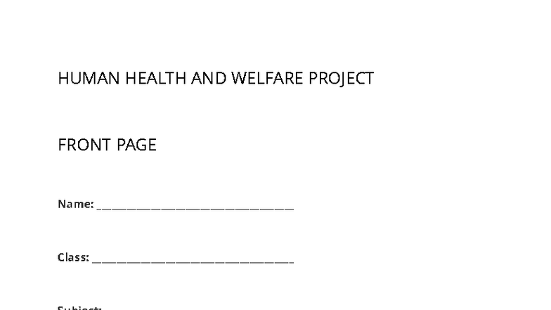 HUMAN HEALTH AND WELFARE PROJECT (HHS 101) - FINAL REPORT - Studocu