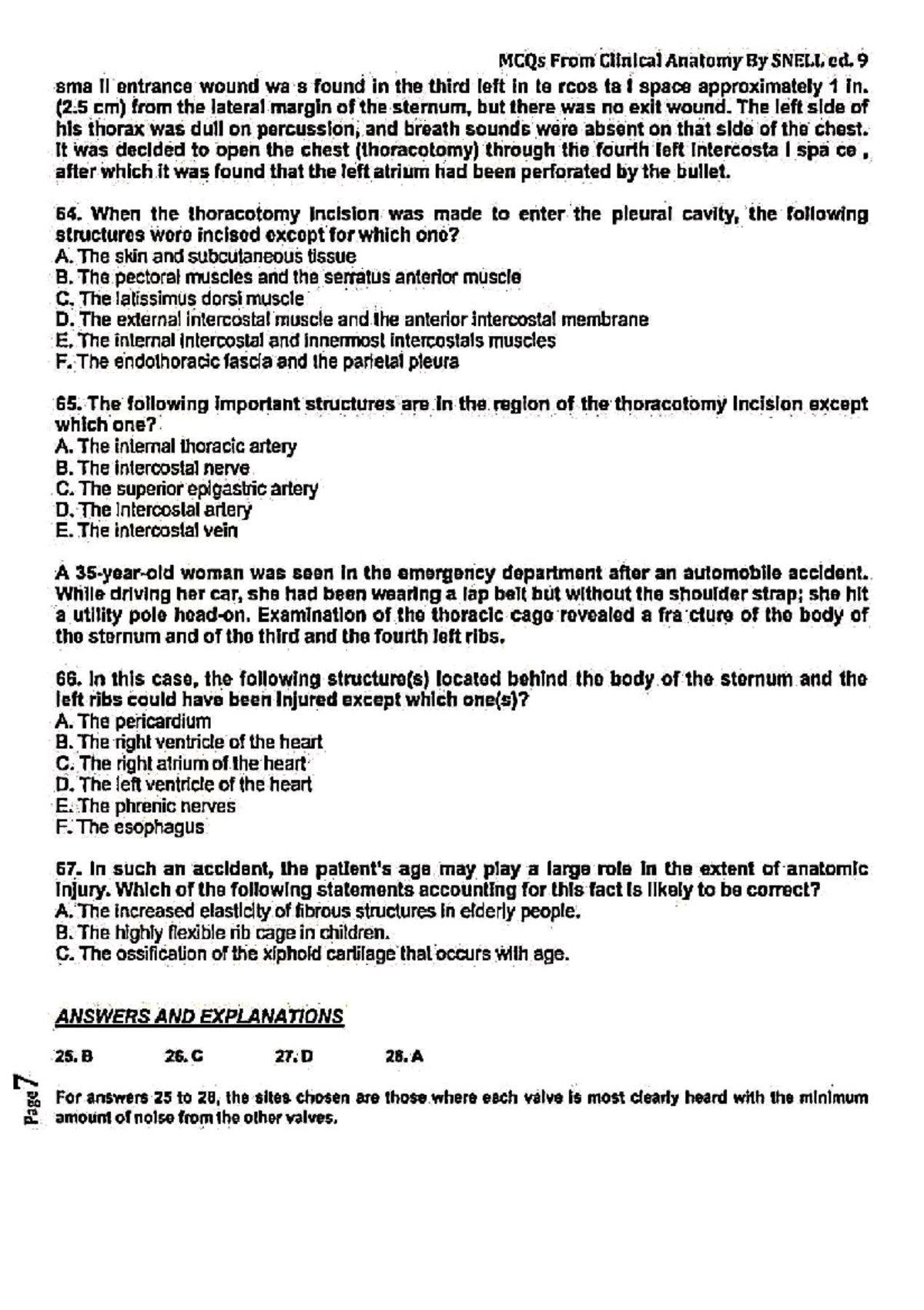 MCQs on Clinical Anatomy for Quiz 365 - Snell Ed. 9 - Studocu