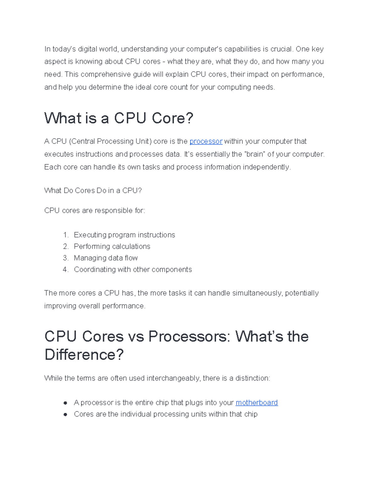 Understanding CPU Cores: A Comprehensive Guide for CS101 - Studocu