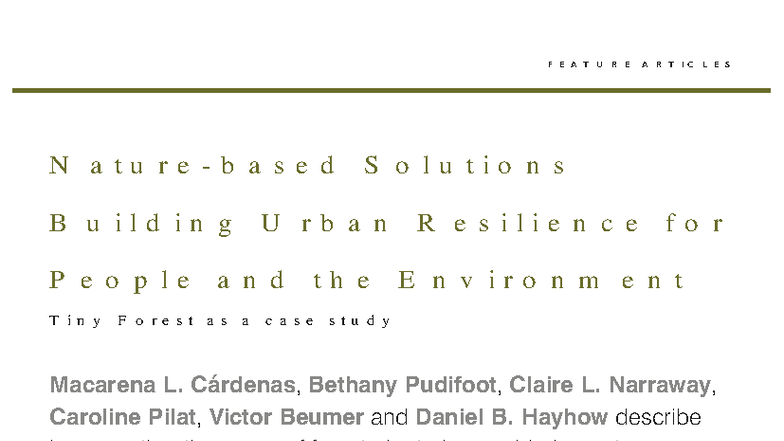 Nature based Solutions Building Urban Resilience for People and ...