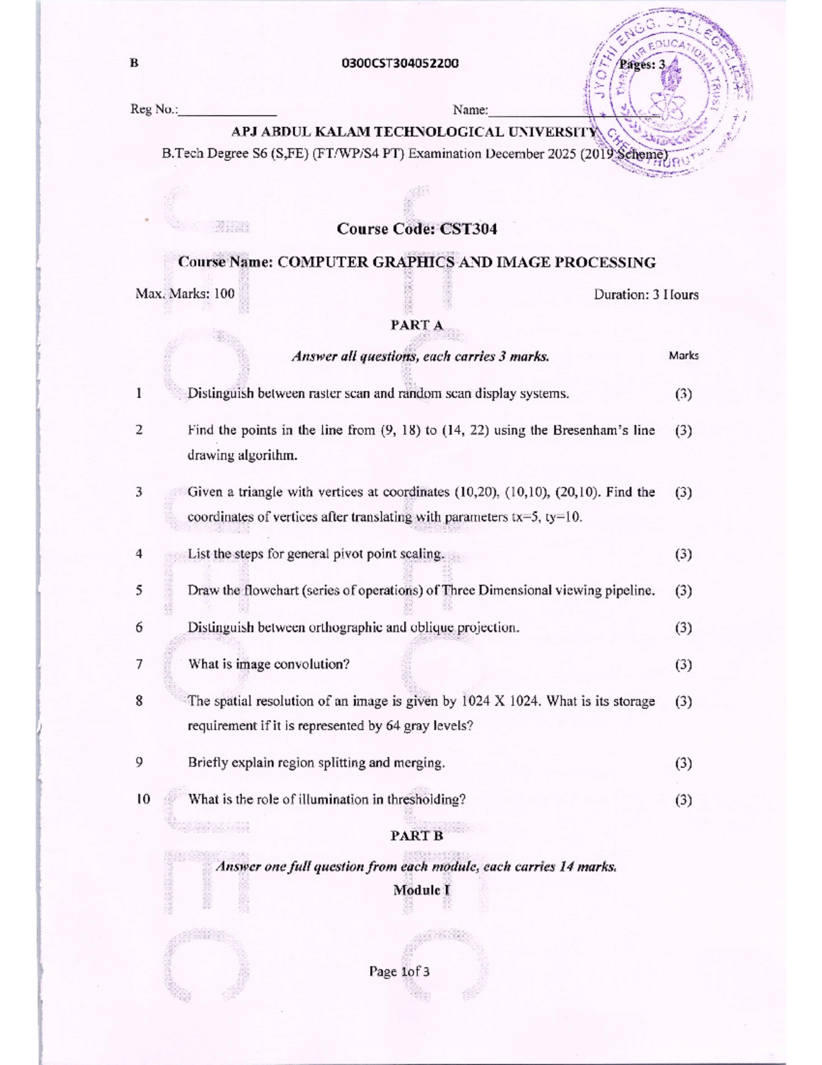 CST304 Computer Graphics & Image Processing Exam Notes - Studocu