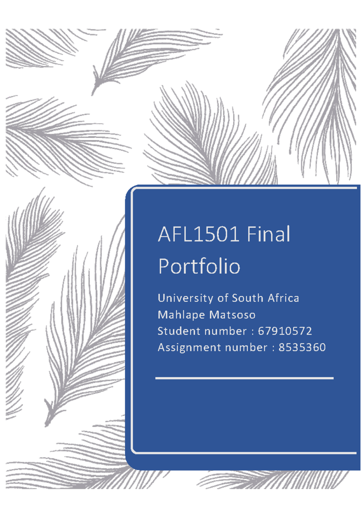 AFL1501 Final Portfolio: Exploring Culture & Identity in African ...