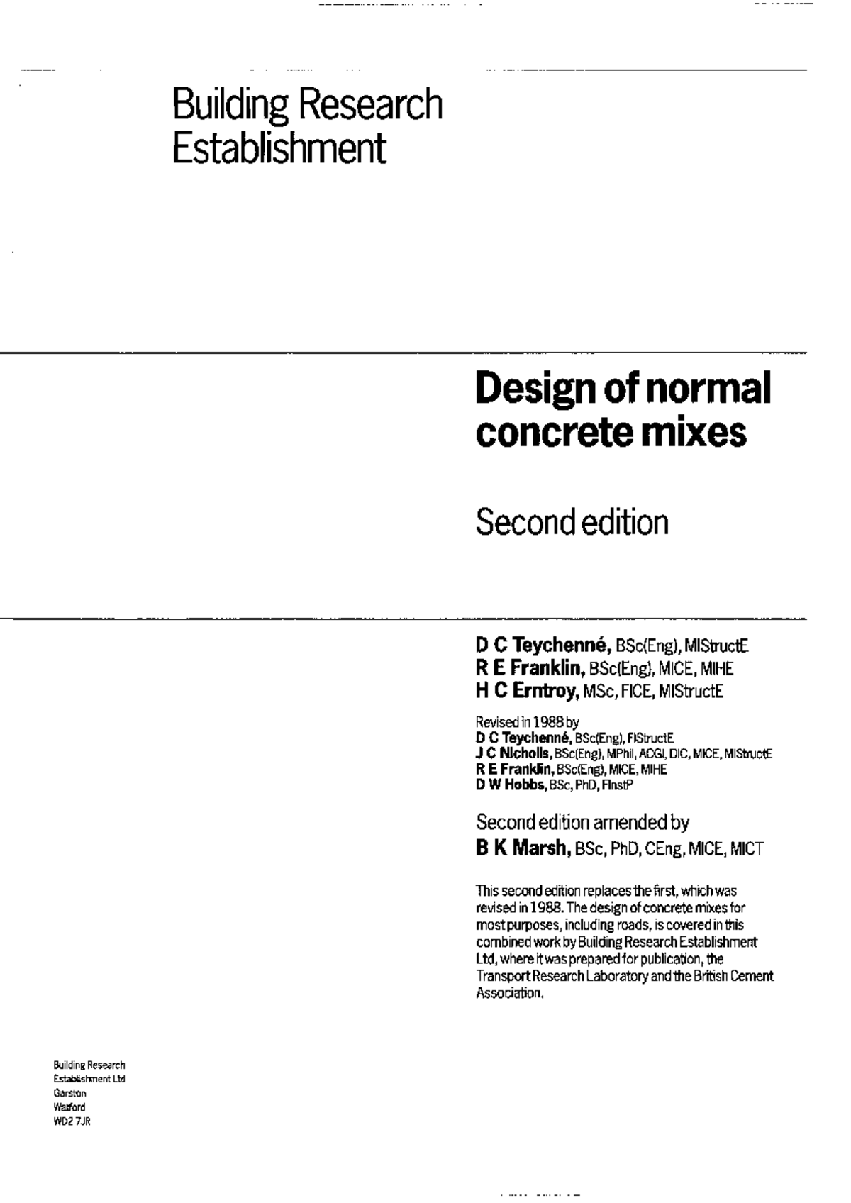 Designing Normal Concrete Mixes: A Guide to BRE Methods - Studocu