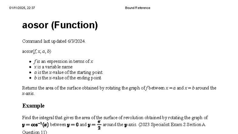 22:37 Bound Reference - Surface Area and Integral Functions - Studocu