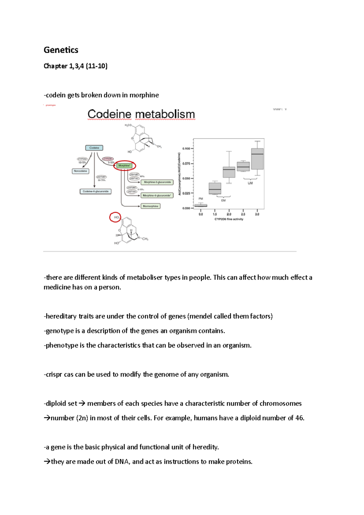 Genetics Lecture Notes: Chapters 1, 3, 4 Overview (11-10) - Studeersnel