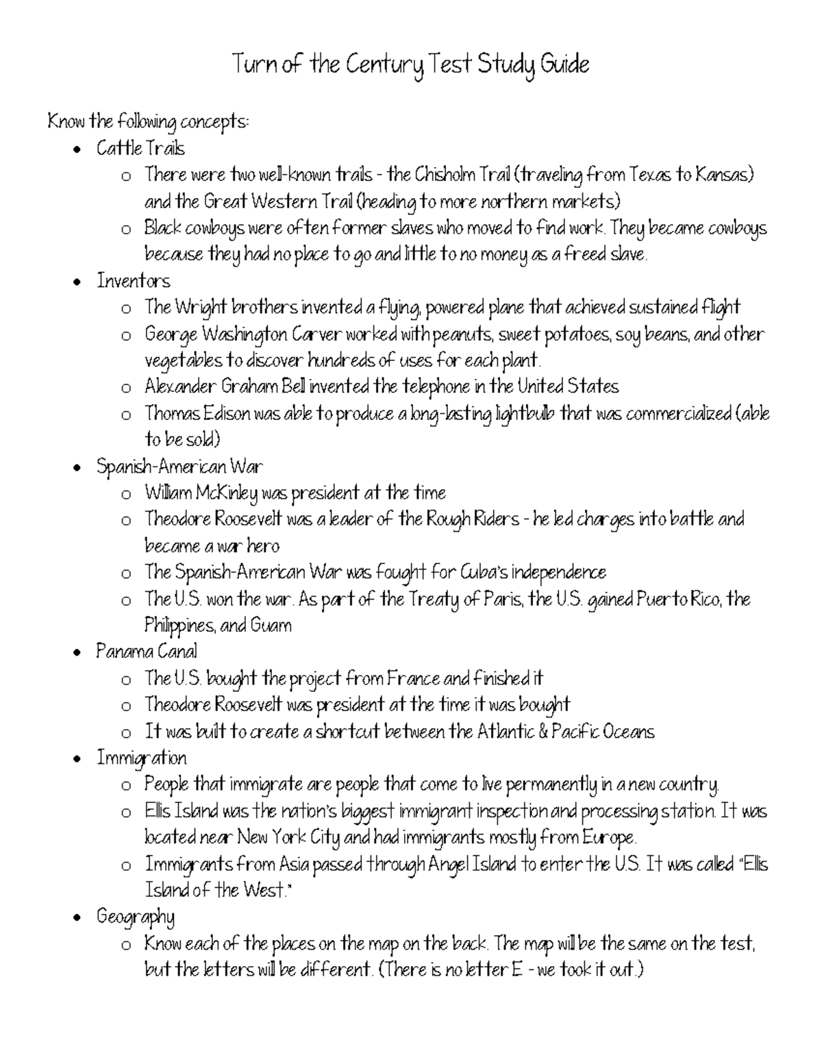 US History 101: Turn of the Century Study Guide - Studocu