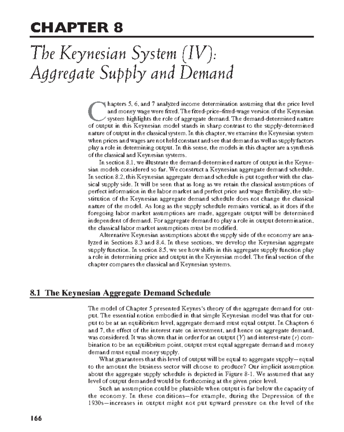 CHAPTER 8: The Keynesian System (IV) - Aggregate Supply & Demand Notes ...