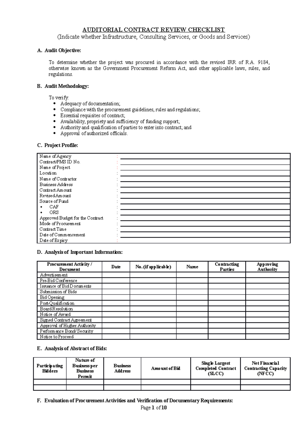 Auditorial Contract Review Checklist - WP4 Template Overview - Studocu