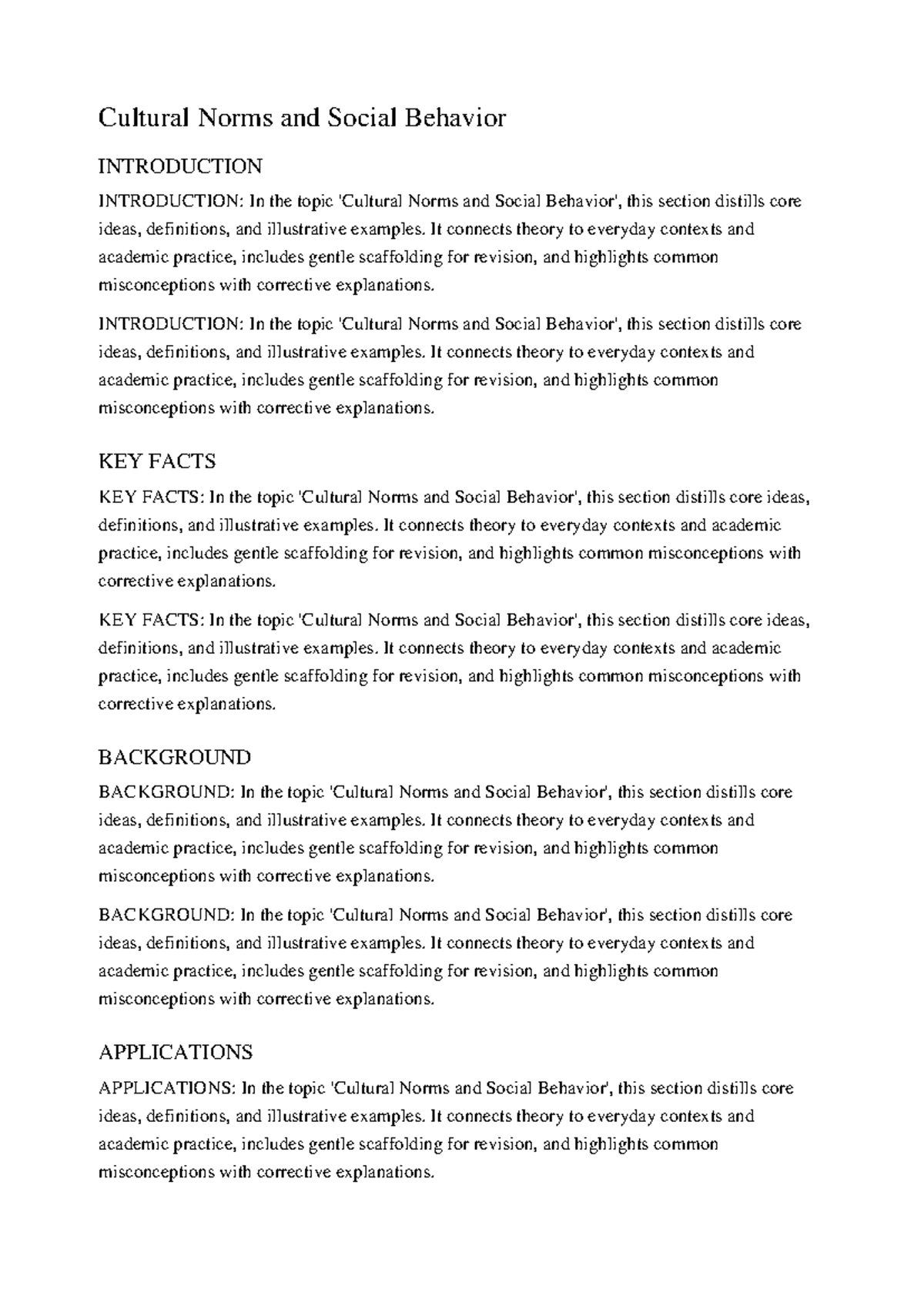 Sociology 101: Cultural Norms and Social Behavior Overview - Studocu