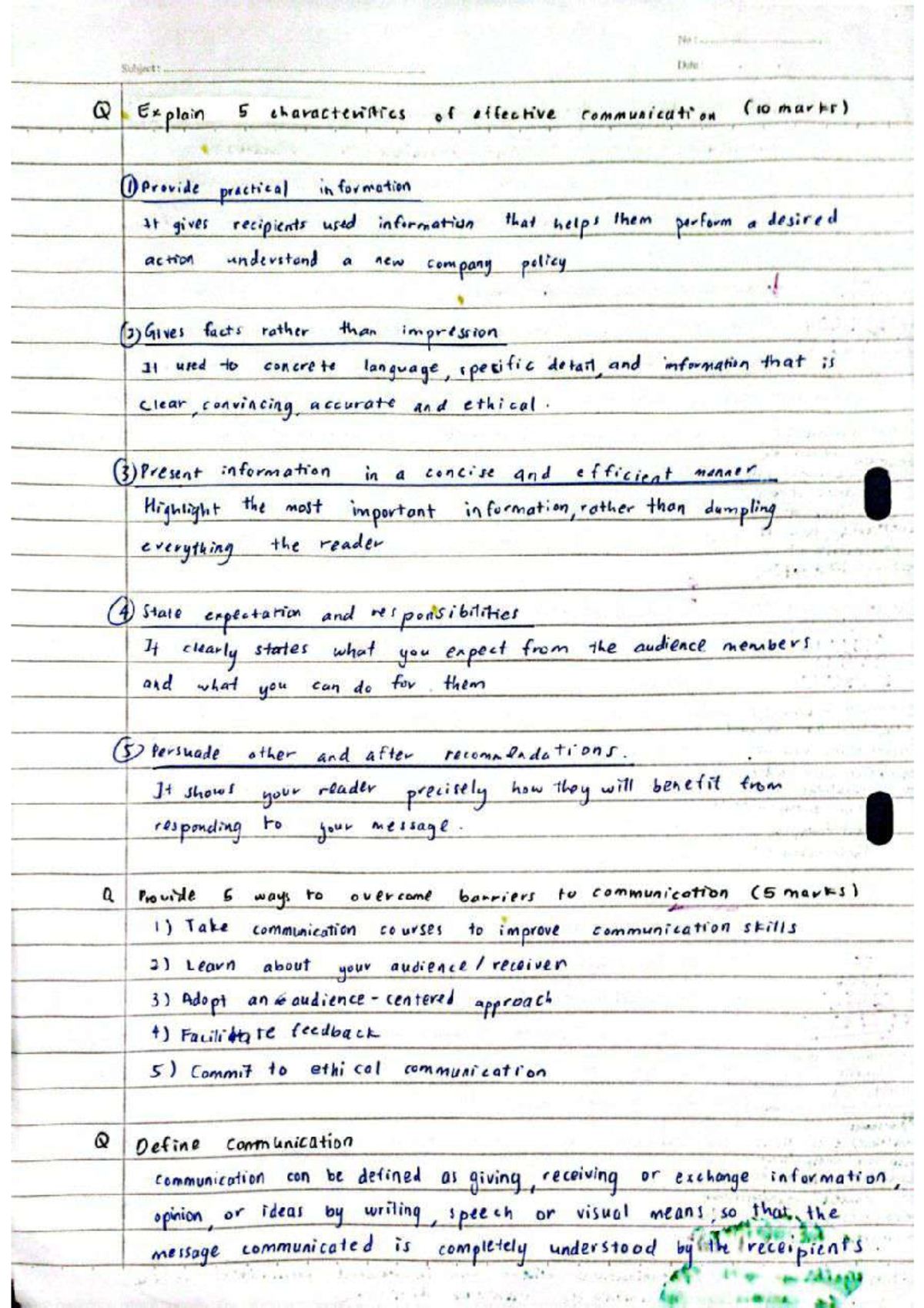 Final Exam Study Guide for Course ABC123: Key Concepts and Strategies - Subject: Date Q Explain ...