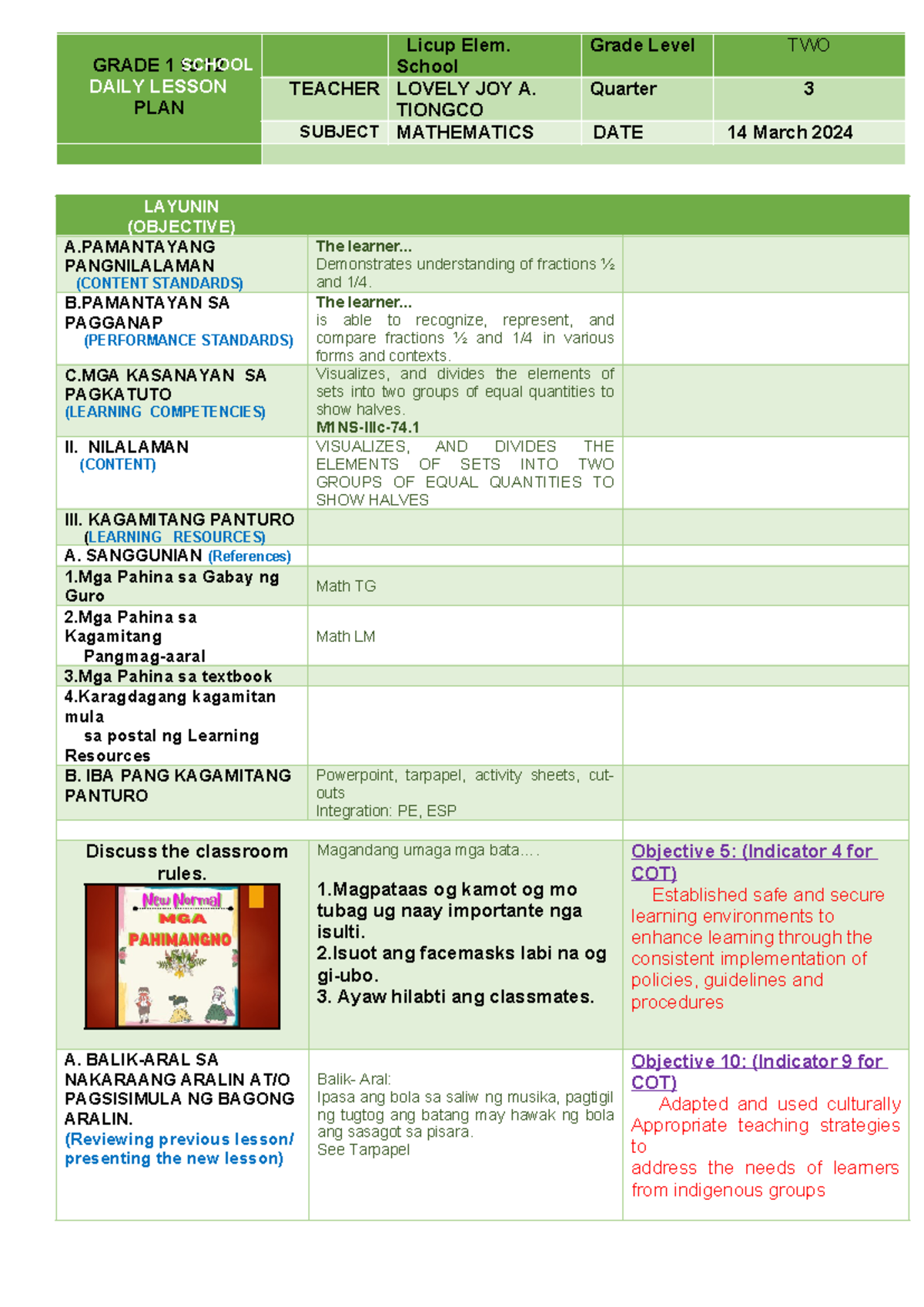 MATH 2-COT-3Q - ... - GRADE 1 to 12 DAILY LESSON PLAN SCHOOL Licup Elem. School Grade Level TWO ...