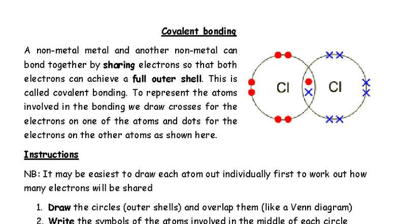 Drawing Dot and Cross Diagrams for Covalent Bonding - Studocu