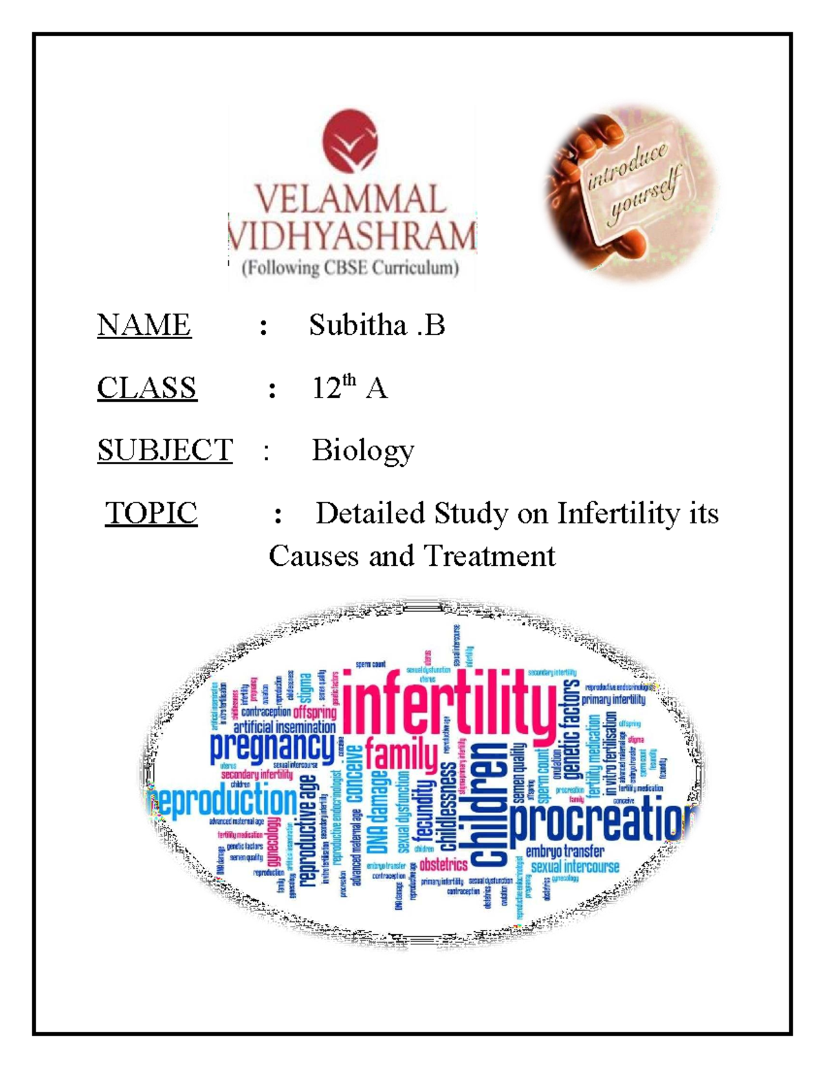 Biology XII: Investigatory Project on Infertility Causes & Treatments ...