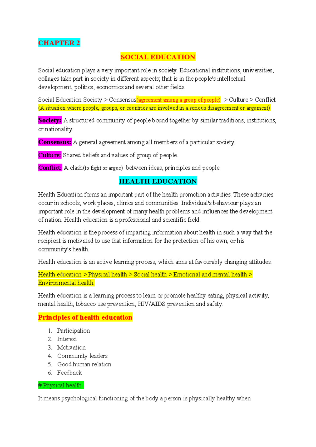 SPP 2-1: Social & Health Education Overview and Key Concepts - Studocu