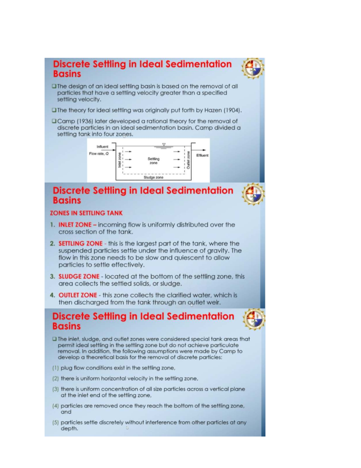 Discrete Settling in Ideal Sedimentation Basins - A Detailed Approach ...