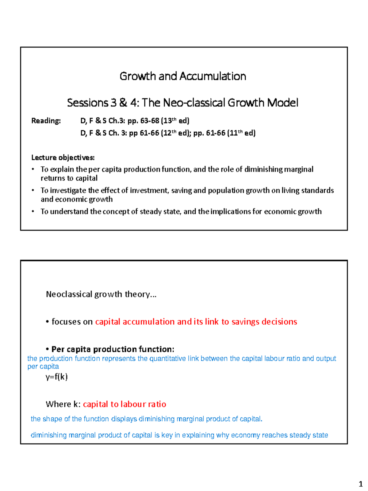 Sessions 3 & 4: Neo-classical Growth Model Lecture Notes - Growth and ...